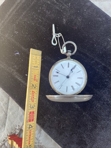 Antique Duplex Escapement Bat Wing Balance Hunter Pocket Watch Sterling ...