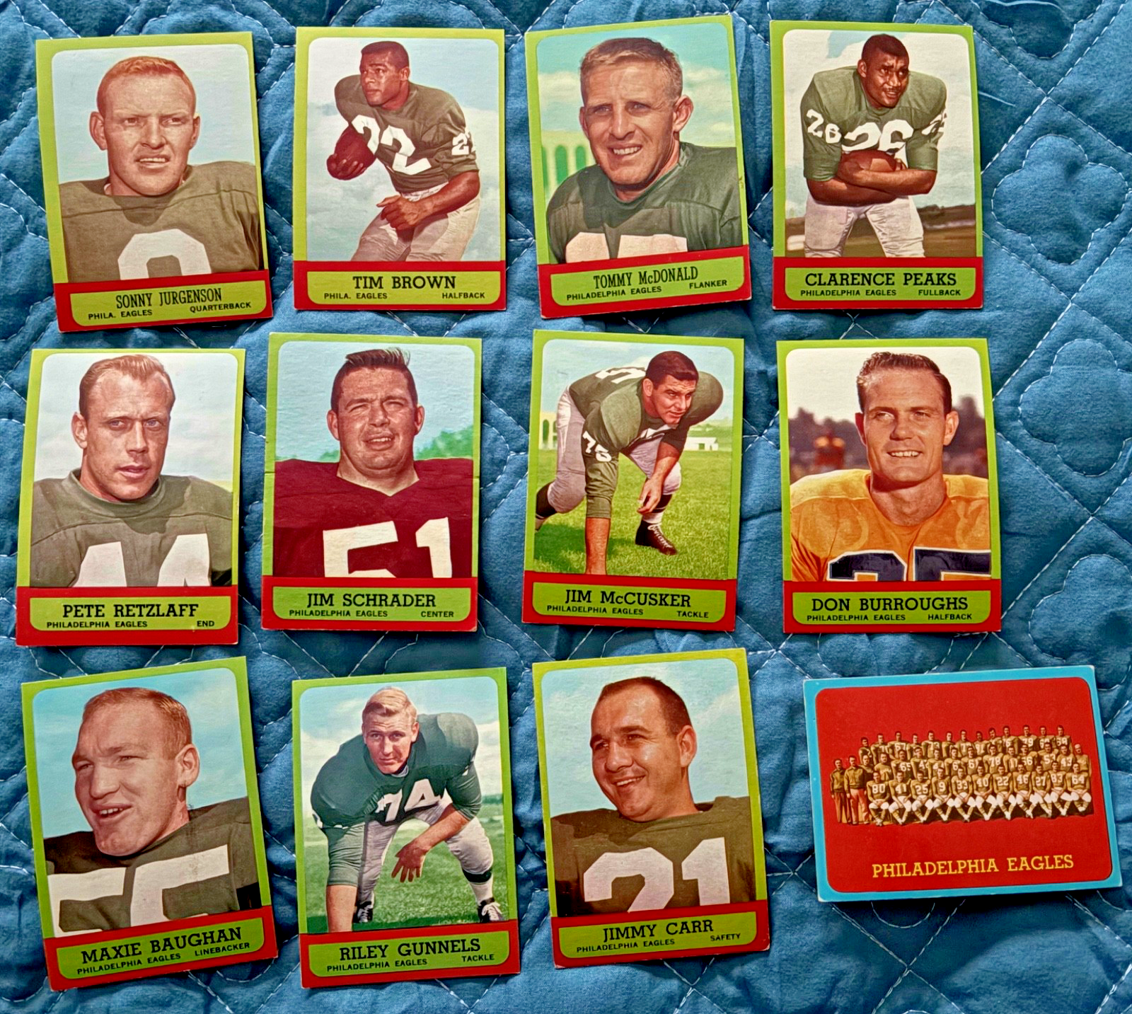 1963 Topps LOT OF 12 PHILADELPHIA EAGLES JURGENSEN HOF + more ALL SHORT ...