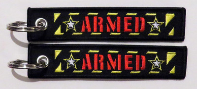 Keyring ARMED for military security police tag keychain *weapons hot ...