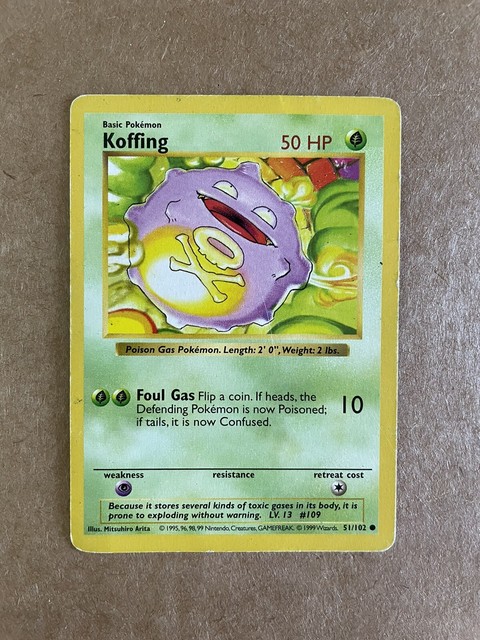 Pokémon TCG Koffing Base Set 51/102 Regular Shadowless Common for sale ...