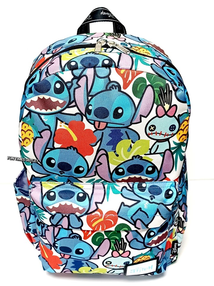 Disney Lilo Stitch Scrump Art Print Large 17" Backpack Travel Carry All ...