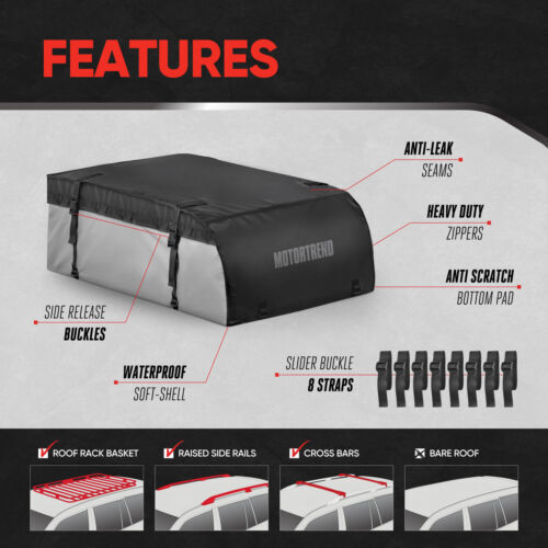 Soft Rooftop Cargo Carrier Bag - Heavy Duty Car Top Luggage Rack ...