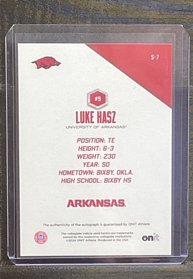 🔥Luke Hasz 2024 Onit 💥On-Card Auto /170 Arkansas Razorbacks SP ROOKIE ...