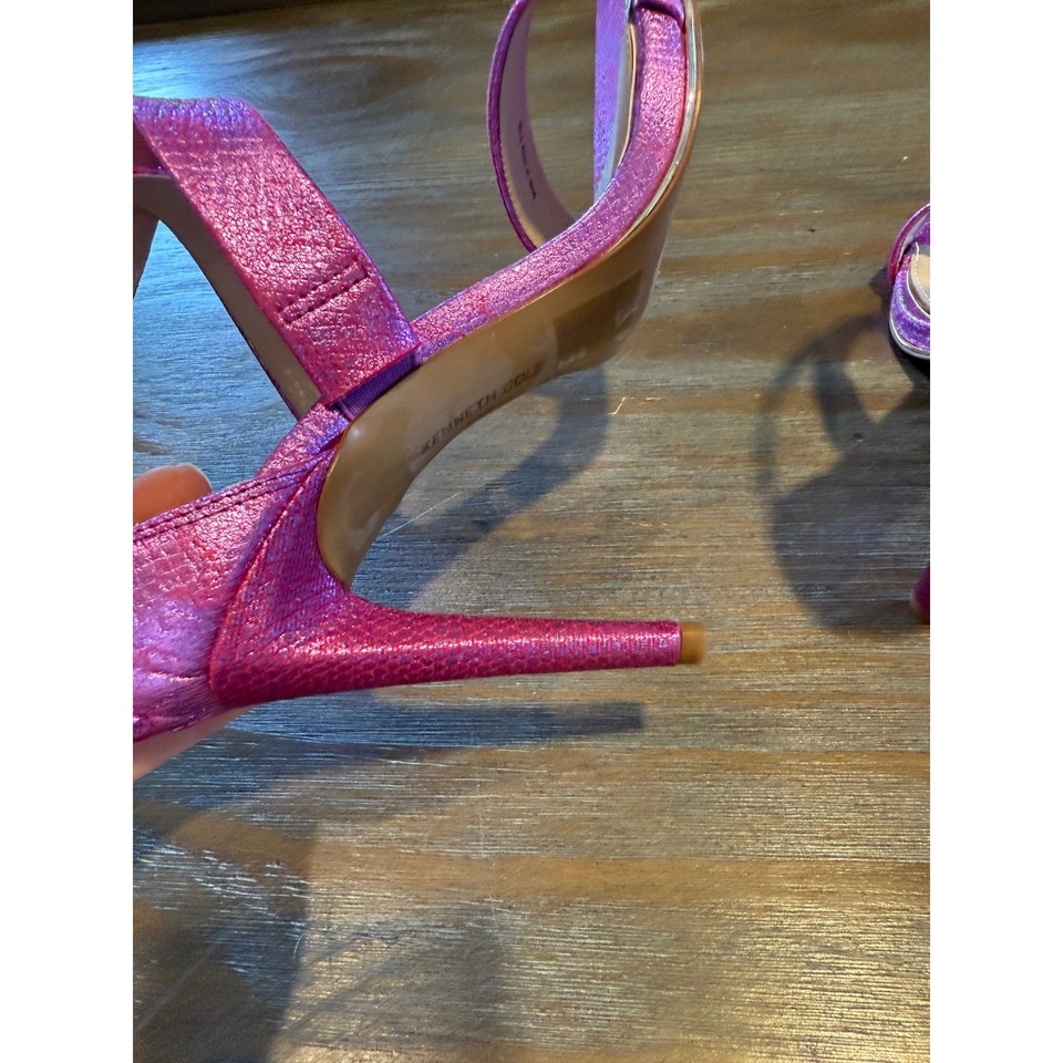 Kenneth Cole Brooke Cross Metallic Purple Snake Heels 6.5 | Strappy ...