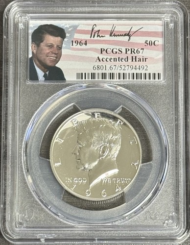 1964 Silver Proof Accented Hair Kennedy Half Dollar PCGS PR67 Portrait ...