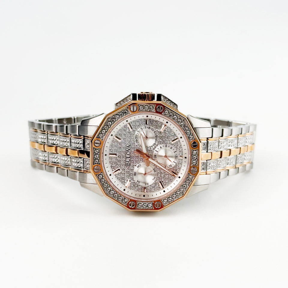 Bulova 98C133 Octava Two-Tone Crystal Stainless Steel Men's quartz ...