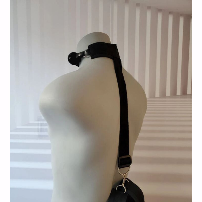 Silicone Open Mouth Gag Neck Collar to Wrist Handcuff Harness Bondage ...