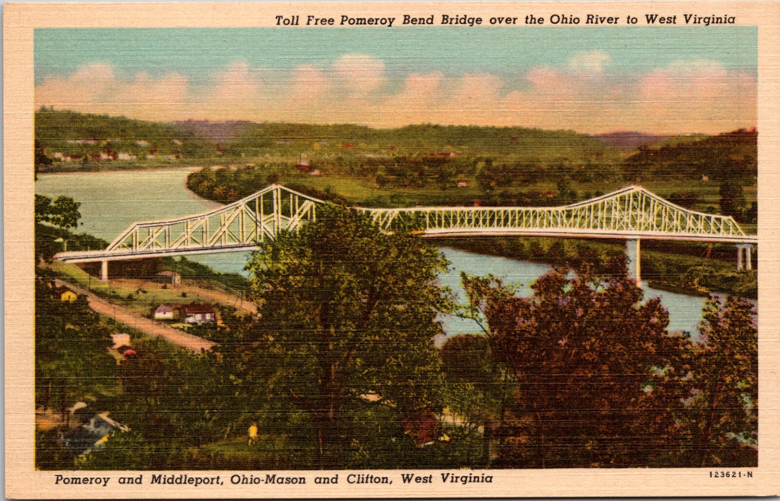 Toll Free Pomeroy Bend Bridge Ohio River To West Virginia Vintage ...