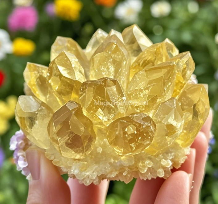 Rare Golden Citrine Crystal Cluster Aura Mineral Specimen Spiritual ...