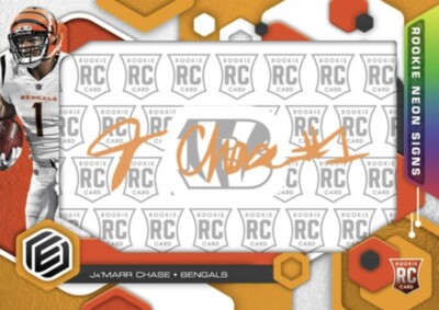 2021 Elements Ja’Marr Chase Rookie Neon Signs Auto RC NFL Blitz Digital ...