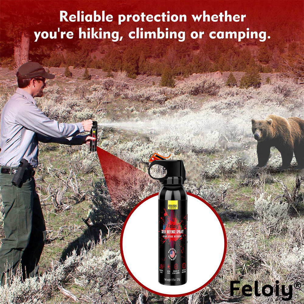 Feloiy Self Defence Spray w/ Holster Bear Attack Deterrent Legal Bear ...