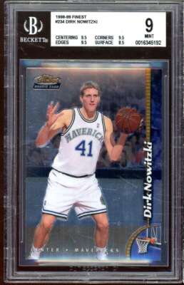 Dirk Nowitzki Rookie Card 1998-99 Finest #234 BGS 9 (9.5 9.5 9.5 8.5 ...