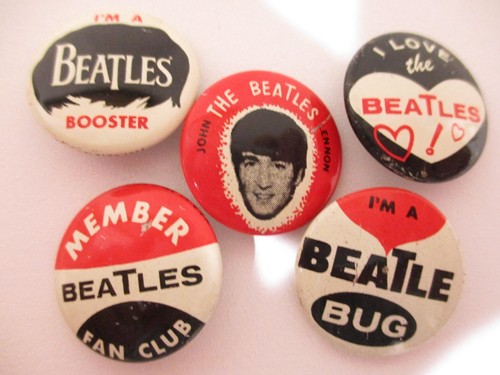 The Beatles - 5 Pins - Vintage 1960s Originals - Fan Club, Booster, Bug ...
