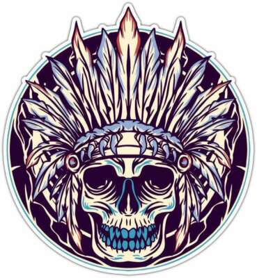 Indian Chief Head Skull Native American Car Bumper Window Sticker Decal ...