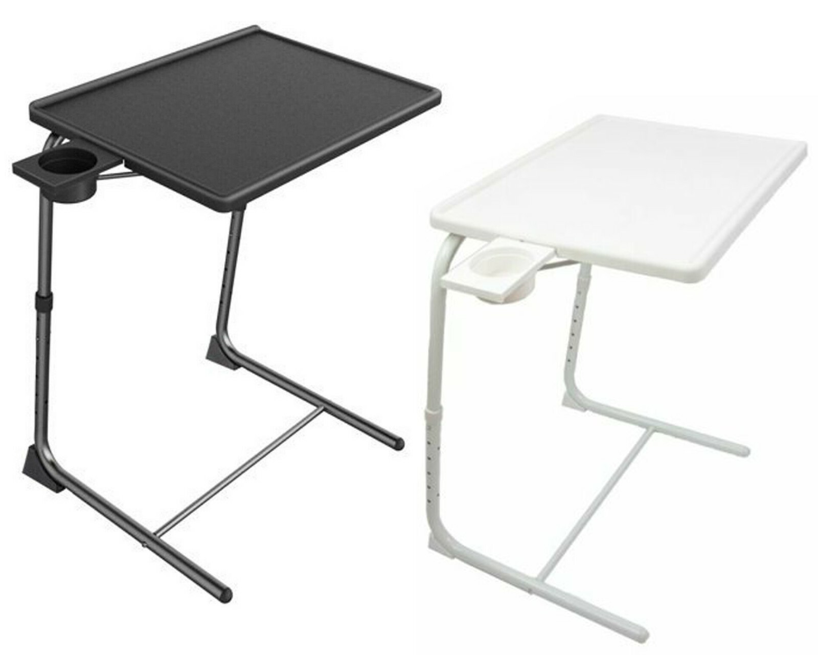 Freestanding Adjustable Portable Table With Cup Holder Dinner Laptop Tv ...