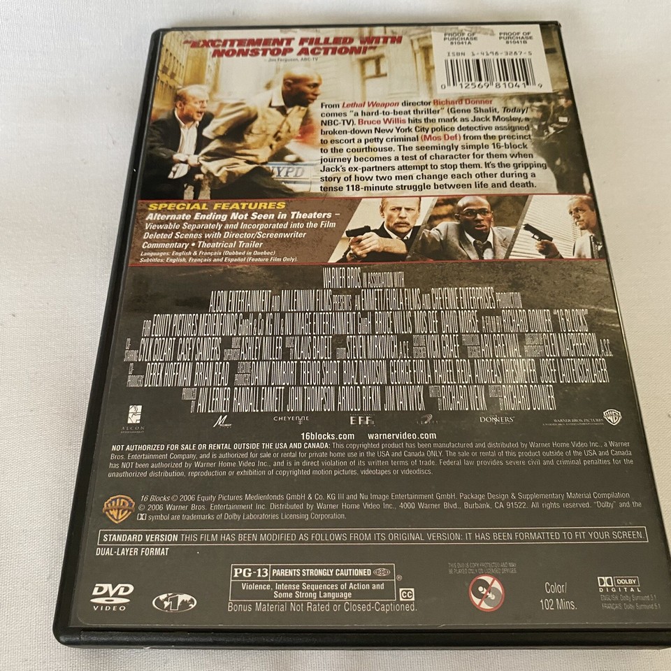 16 Blocks Full Screen DVD Movie | eBay