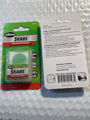 SET OF 2 SLIME SKAB GLUELESS BIKE TIRE TUBE REPAIR PEEL STICK PATCH Kit ...