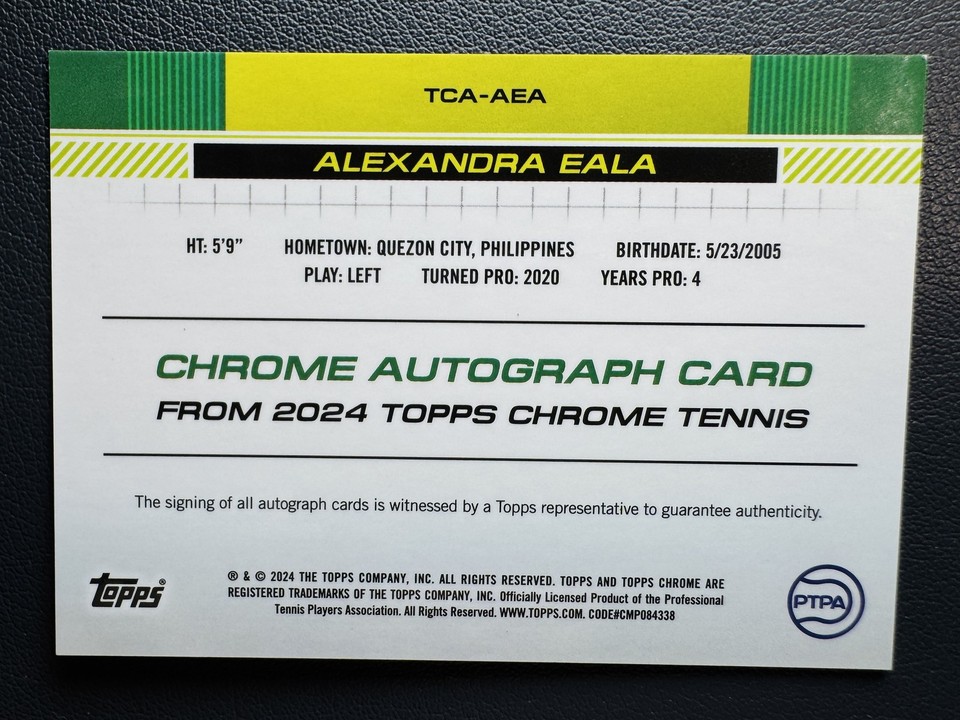 2024 Topps Chrome Tennis Alexandra Eala RC Rookie Auto Autograph True ...
