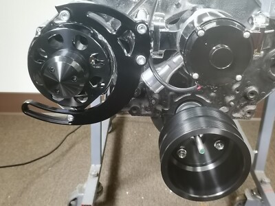 Black Small Block Chevy Serpentine Conversion Kit EWP SBC 283 350 400 ...
