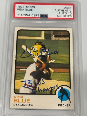 Vida Blue 2022 Heritage PSA 10 Autograph GEM MINT. VERY RARE. 73 WS ...
