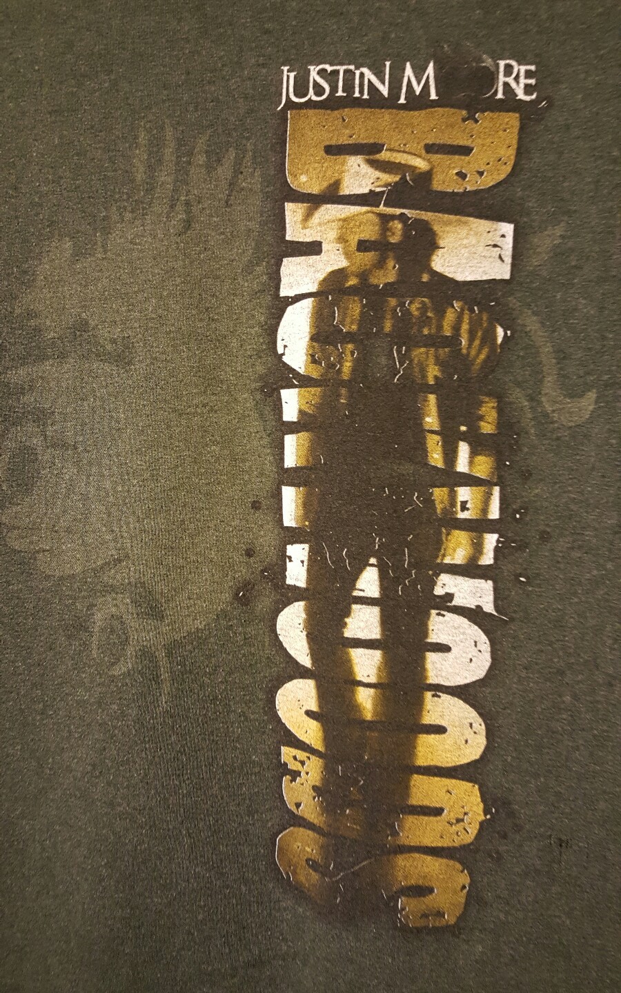 Justin Moore PRE-OWNED Backwoods Size Medium Olive Green T-Shirt | eBay