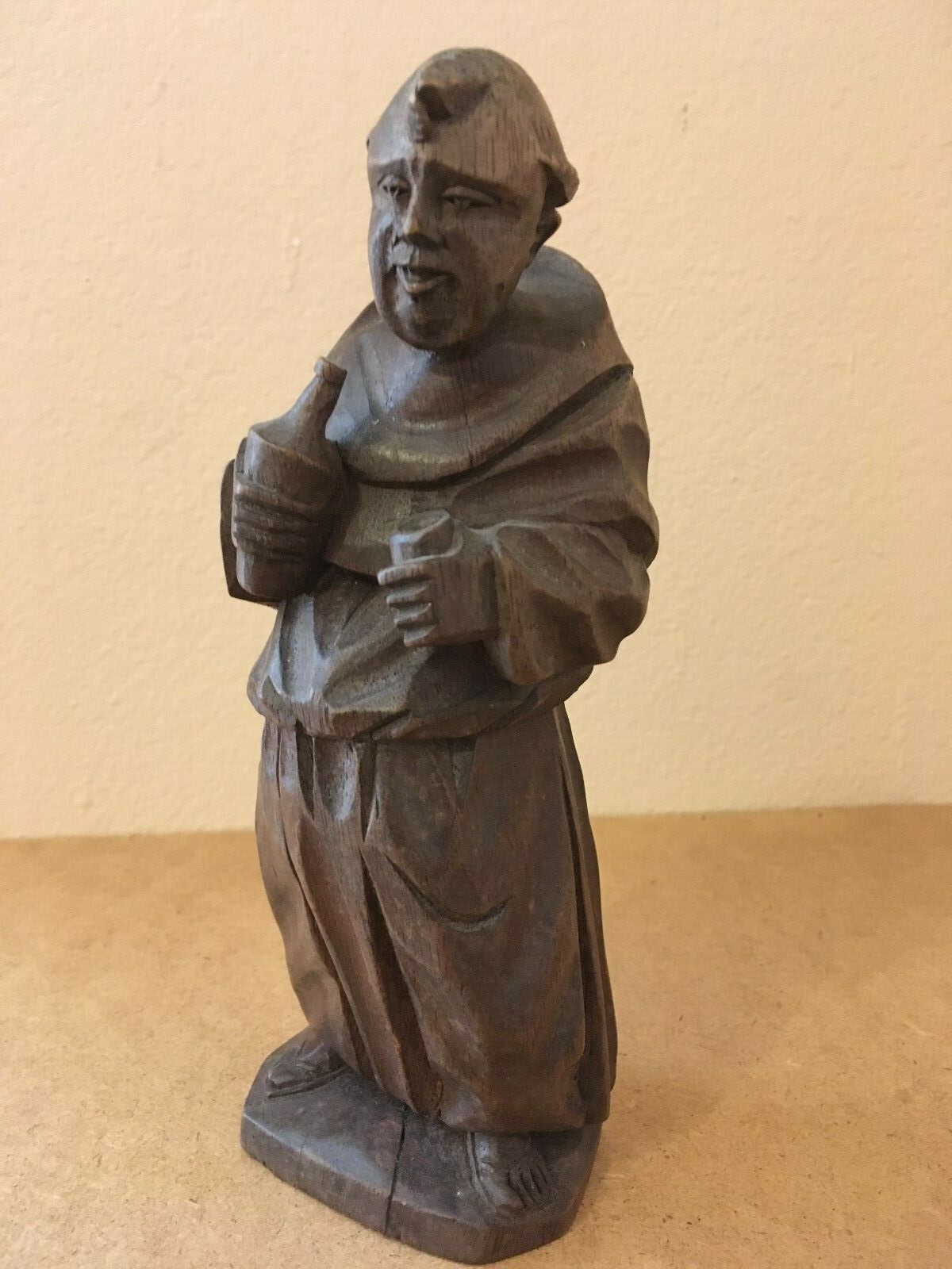 VINTAGE WOOD MONK FRIAR DRUNK FIGURINE | eBay