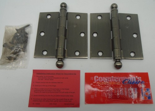 Hager 1279 3.5" x 3.5" US15A BT Antique Nickel Hinges Pair New Old ...