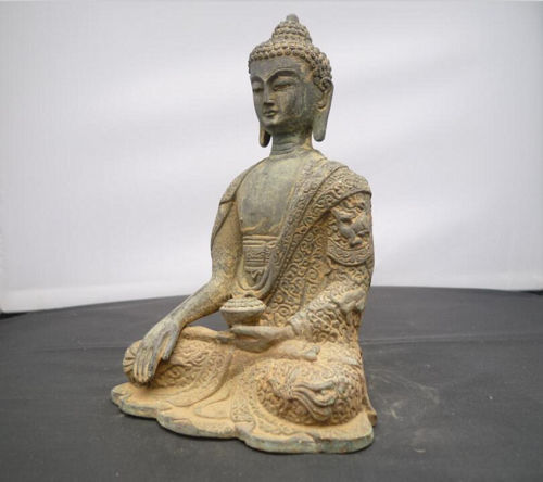 Antique buddhism Joss pure bronze sakyamuni Amitabha buddha Old statue ...