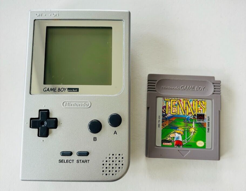 NINTENDO GAMEBOY GAME BOY POCKET SILVER MGB-001 CONSOLE w/ Tennis Game ...