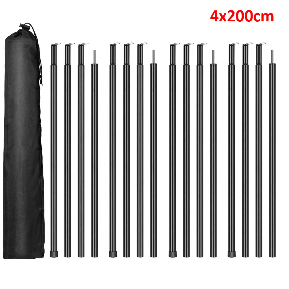 4x Adjustable Tent Poles Universal Telescopic Steel Awning Tent Canopy ...