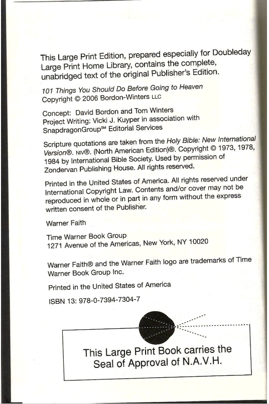 101 Things You Should Do Before Going to Heaven by Tom Winters and David Bordon 9780446578998| eBay