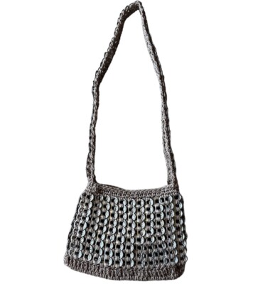 Handmade Soda Can Pull Tab Hand Bag Purse Upcycled Beige Crochet | eBay