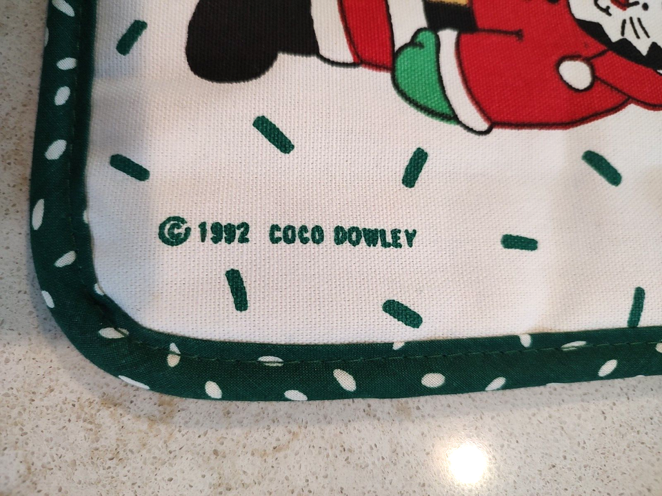 Vintage 1992 Coco Dowley Pot Holder Christmas Cat NEW old Stock 8" x 9" Loop Ctn | eBay