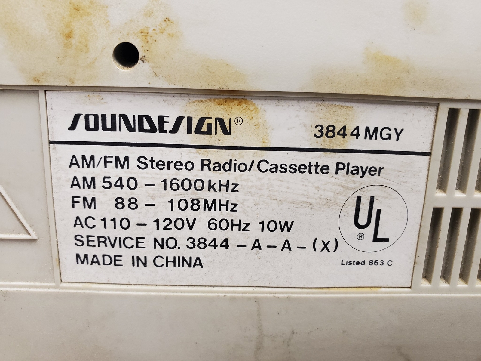 Vintage Soundesign AM/FM Stereo Radio Cassette Player with digital ...