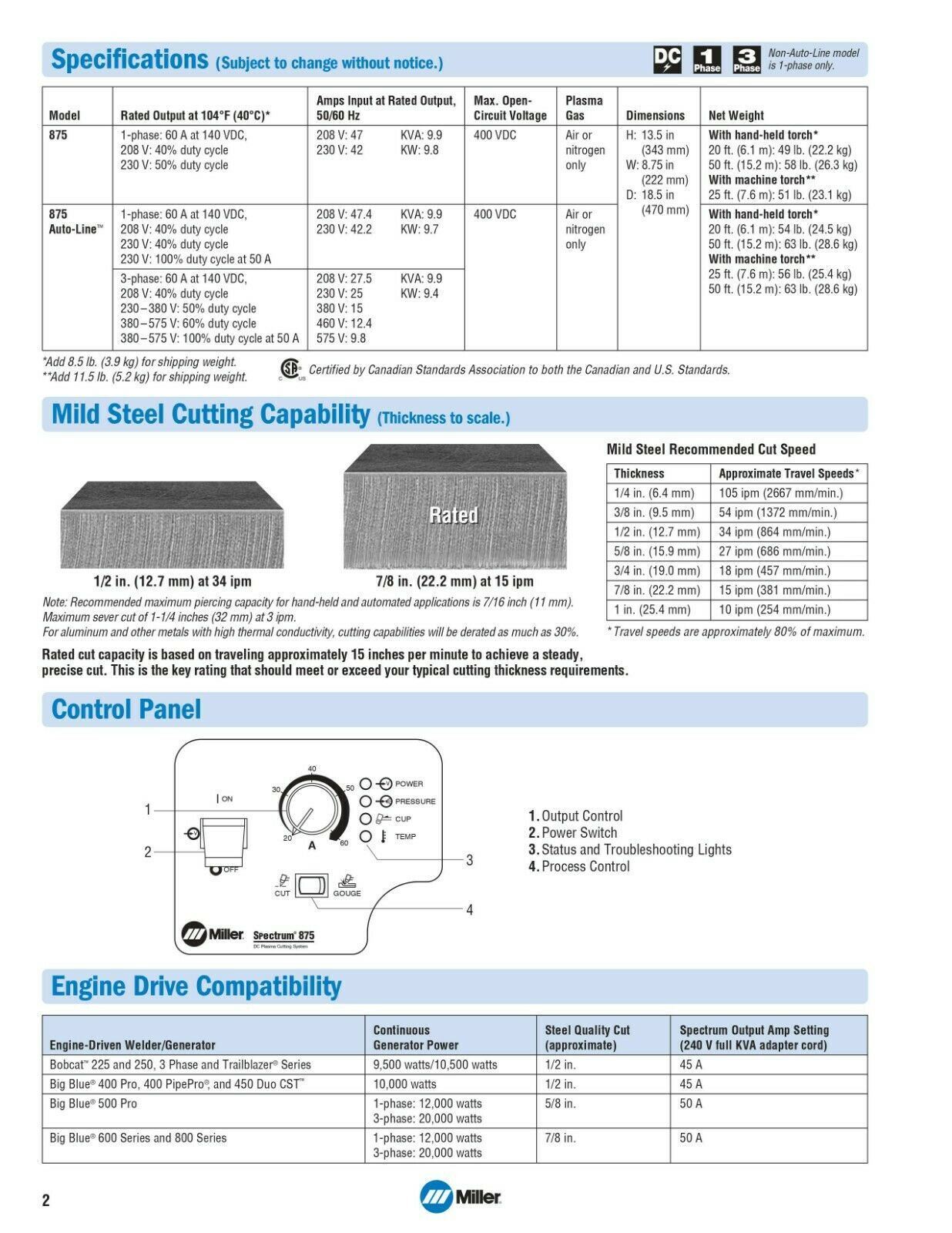 Miller Spectrum 875 Auto-Line Plasma Cutter for sale online | eBay