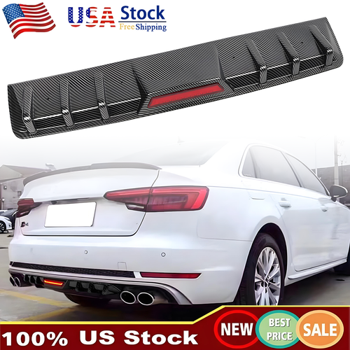 For Audi A3 A4 A5 A6 A7 A8 Rear Bumper Diffuser w/ LED Tail Brake Light ...
