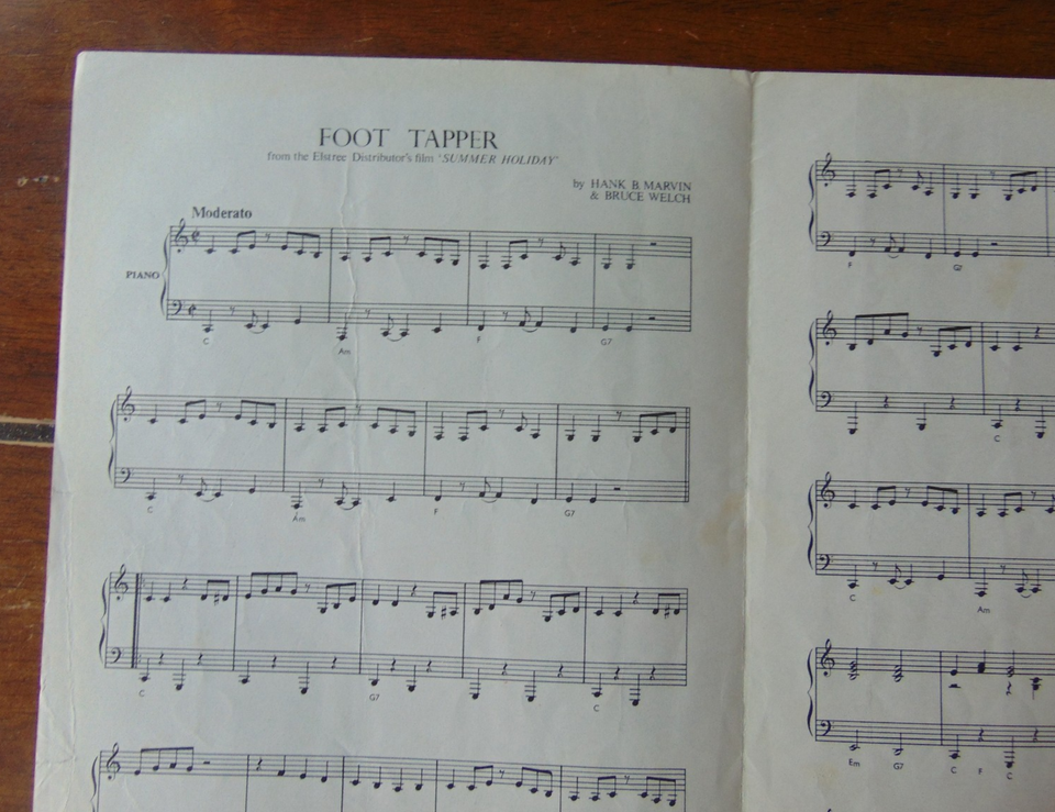 Foot Tapper from Summer Holiday The Shadows Sheet Music Free Postage ...