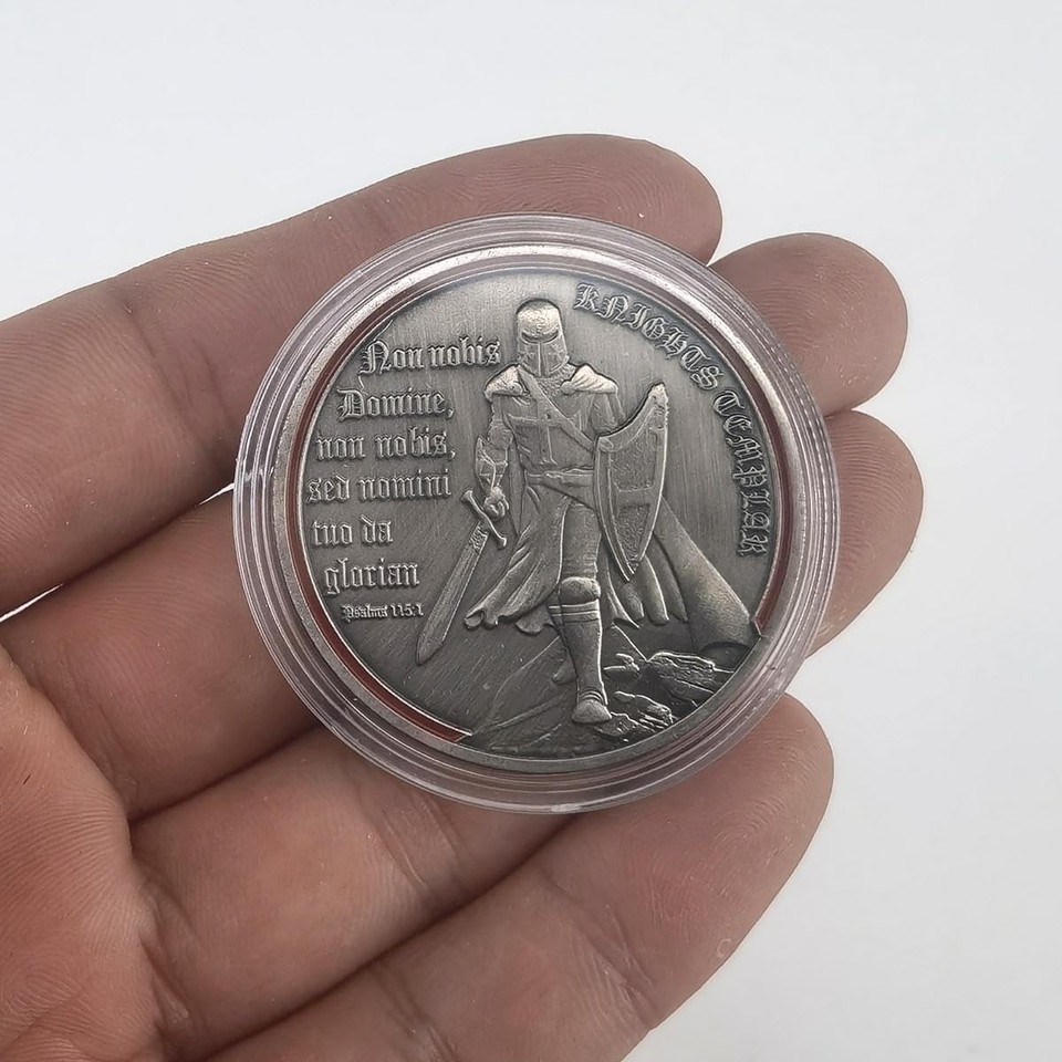 Knight Templar Challenge Coin Red Cross Warrior Prayer Coins | eBay