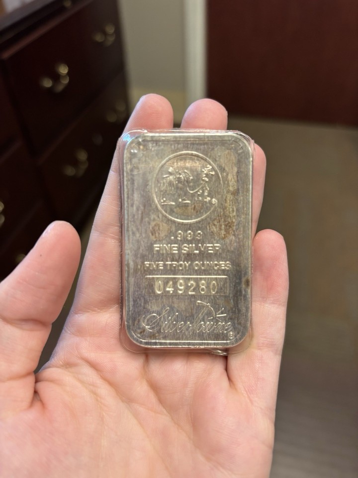 Silvertowne 5 oz .999 Fine Silver Bar Bullion 5 Troy Ounce 0.999 ...
