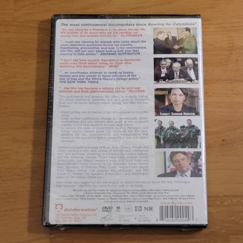Uncovered: The Whole Truth About the Iraq War (DVD, 2004) by Robert ...