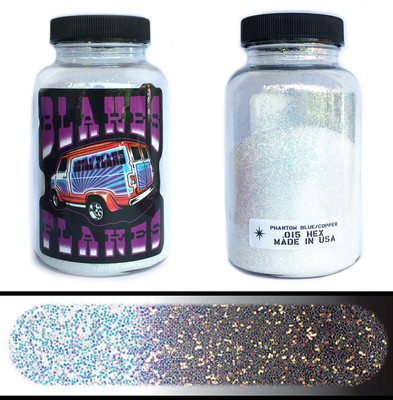 Blakes Metal Flake .015 PHANTOM Blue/Copper clear prismatic 2oz color ...