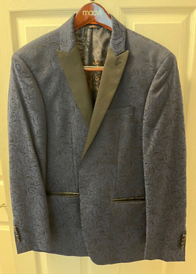 Tallia Mens Blue Paisley Blazer Coat Suit Dinner Jacket Size 40R | eBay