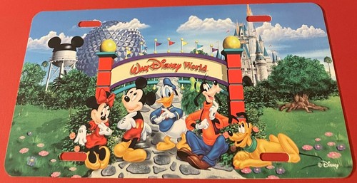 Walt Disney World Booster License Plate Mickey Minnie Donald Duck Pluto ...