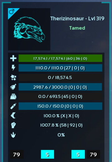 ARK Survival Ascended PvE Top Stats Deadpool Therizino 1007m PC/XBOX ...