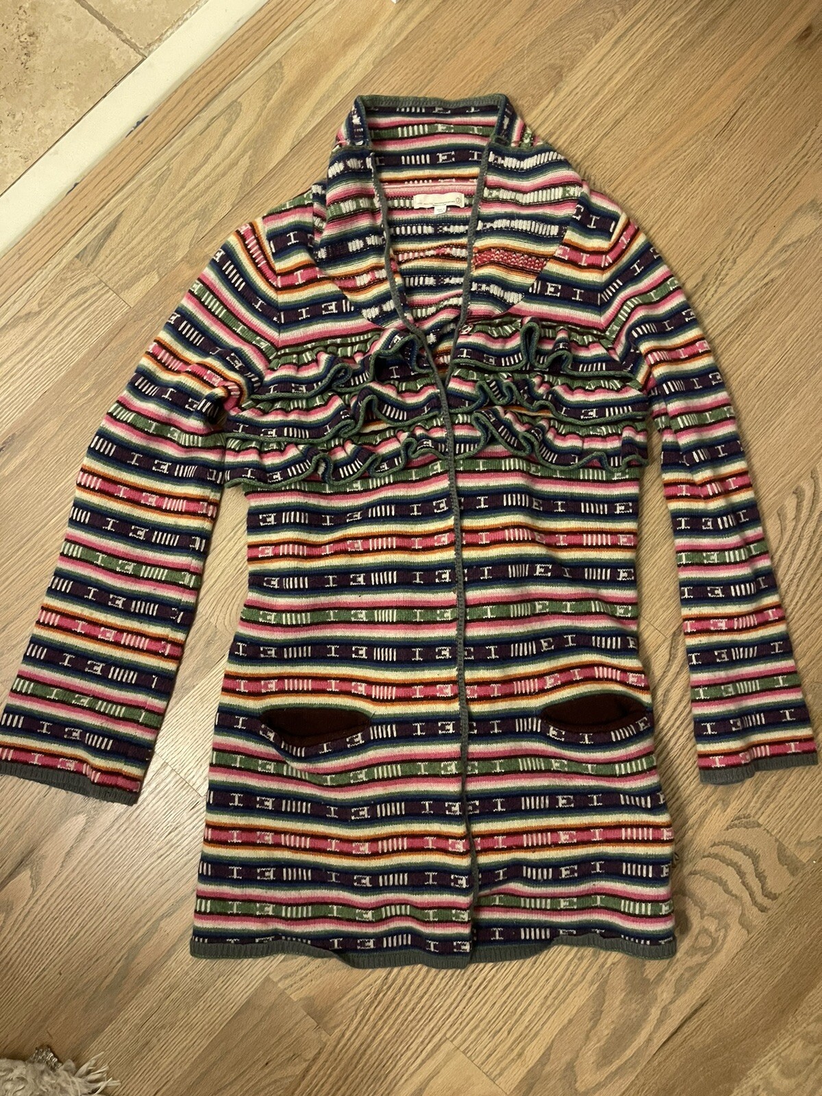 💕Anthropologie Odd Molly Striped FESTIVAL Lambswool BOHO Cardigan L | eBay