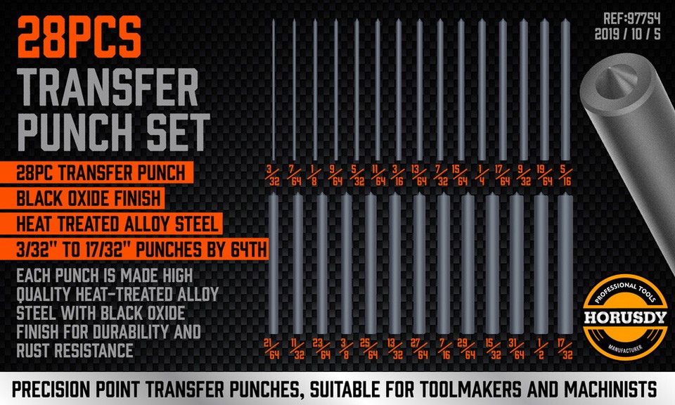 28 Pcs Transfer Punch Set Machinist Tools Punches Steel Machinist ...