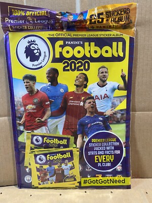 PANINI FOOTBALL 2020 STARTER PACK SEALED PREMIER LEAGUE STICKER ALBUM 5 ...