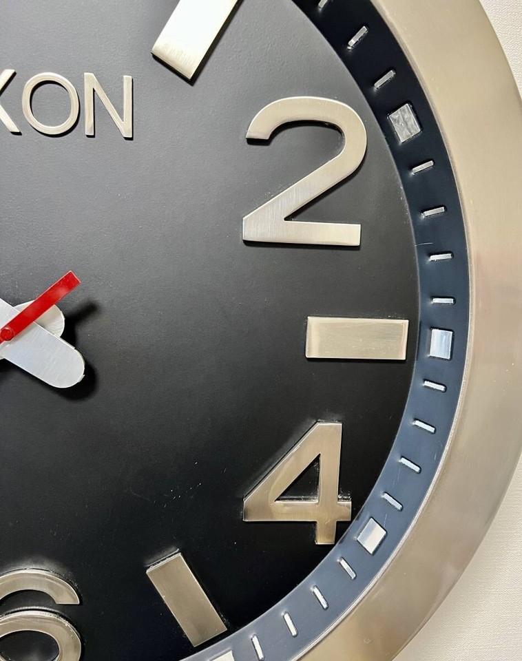 Nixon Wall Clock Large Analog Clock Round Black × Silver 23.5in | eBay