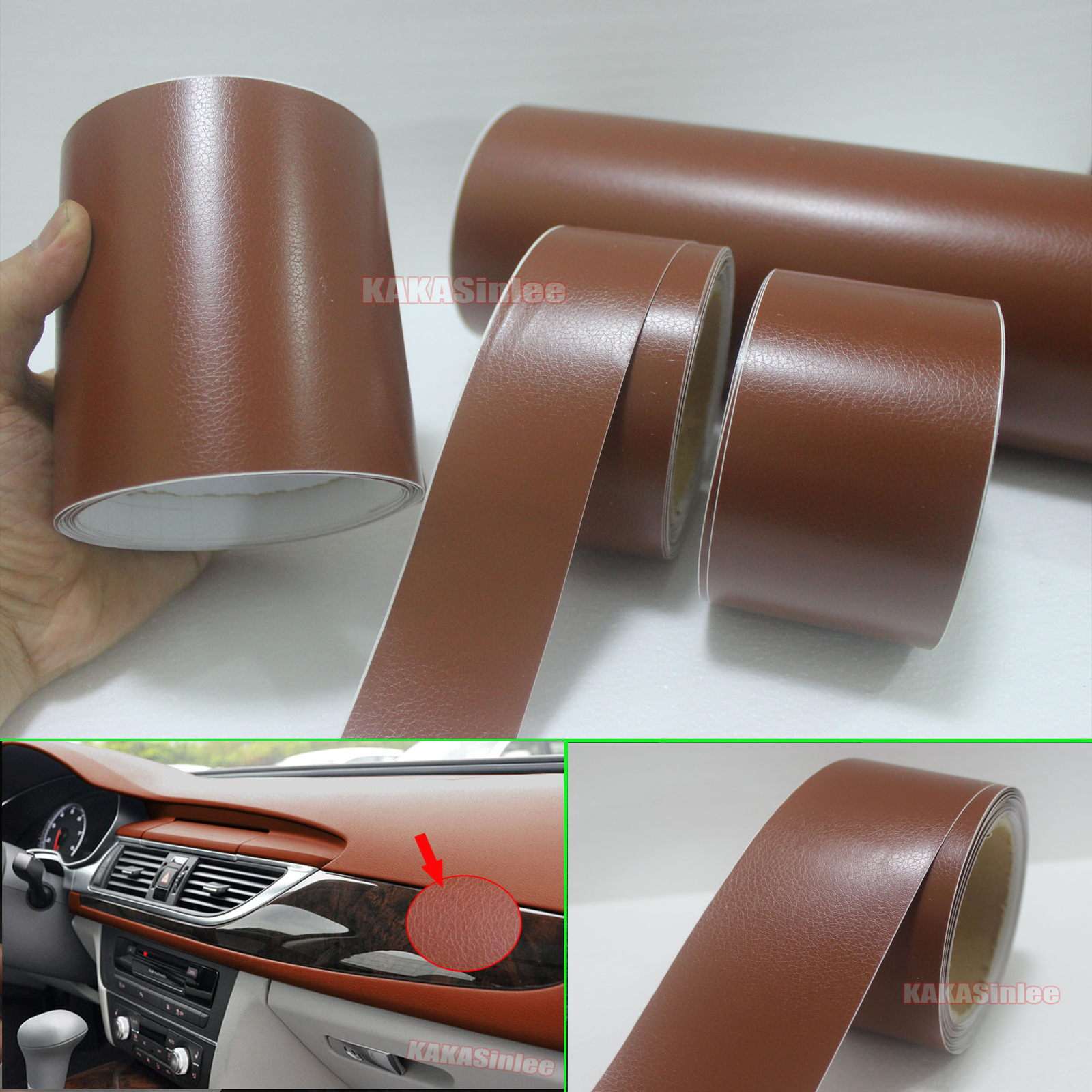 DIY Brown Matte Leather Decal Textured Vinyl Sticker Tape for Car Phone ...