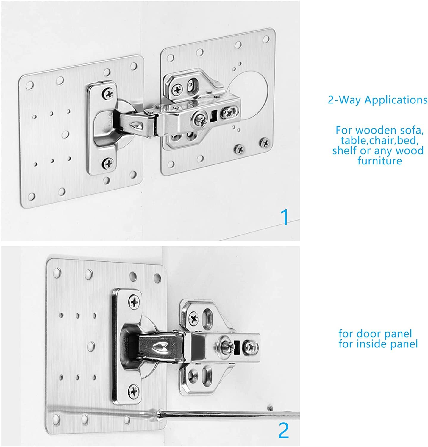 1-12 Kitchen Cupboard Door Hinge Repair Kit Plate Fixing Screws Cabinet ...